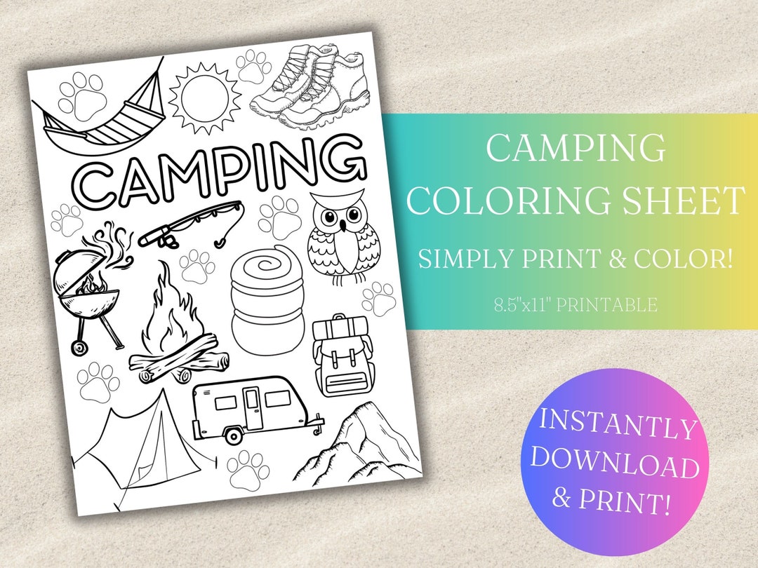 Camping Coloring Page | Printable Summer Activity | Summer Printable ...
