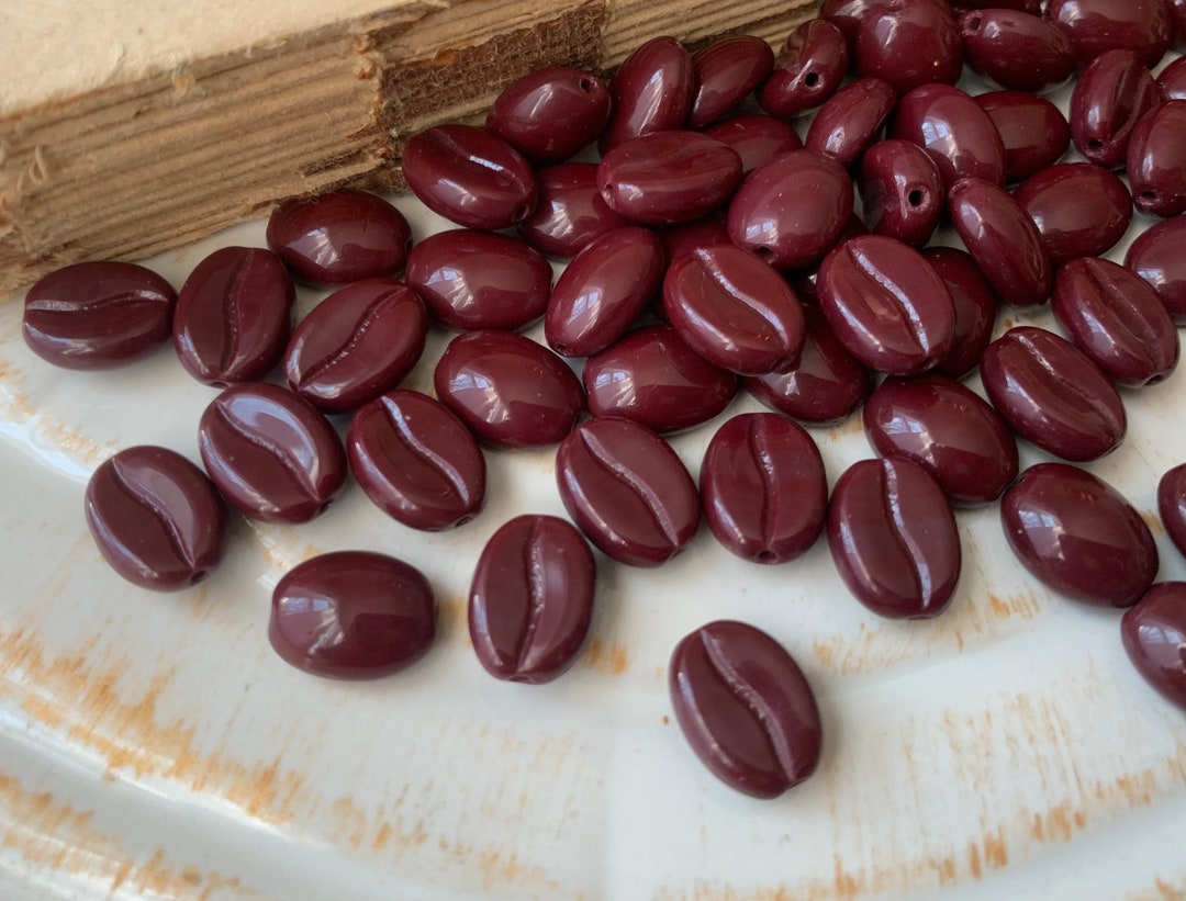 Czech Glass Coffee Bean Beads Reddish Brown Coffee Themed Jewelry ...