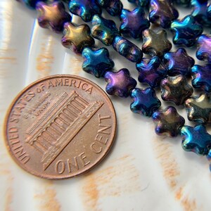 Small Czech Glass Star Beads - Blue Iris Star Beads - 6mm Flat Star ...