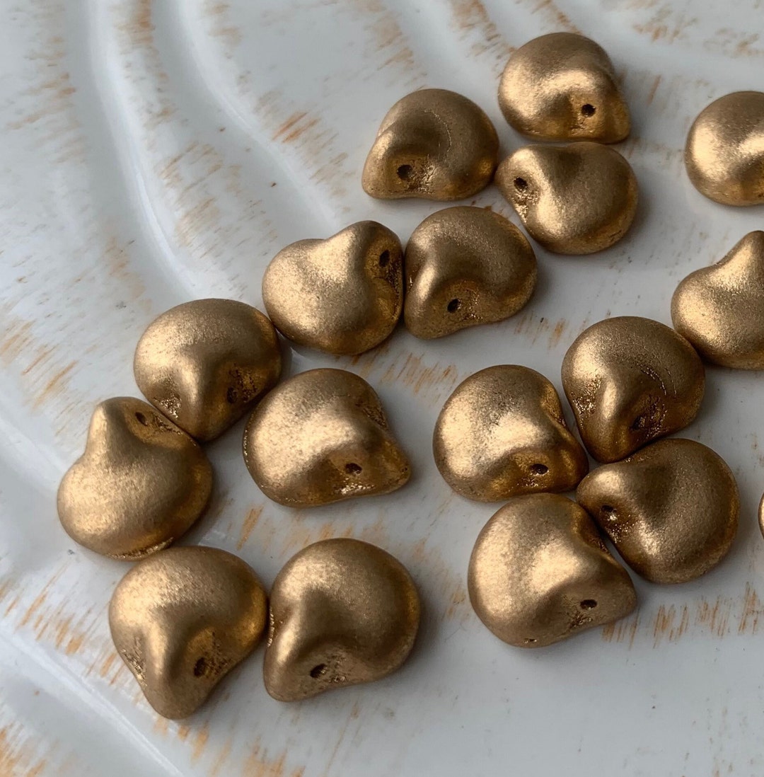 Small Seashell Beads - Matte Gold Shell Beads - Czech Glass Clam Beads ...