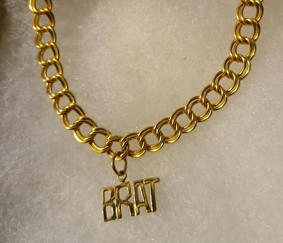 Gold Plated BRAT Charm & Choker Necklace - Etsy