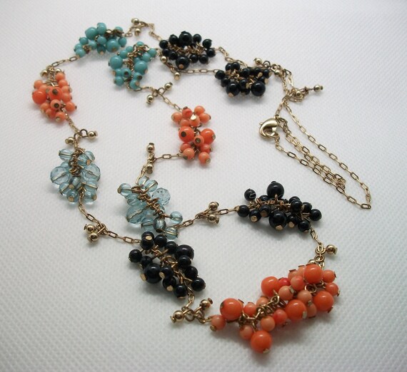 Beaded Clusters Gold Chain Necklace Vintage 1970's Beaded - Etsy