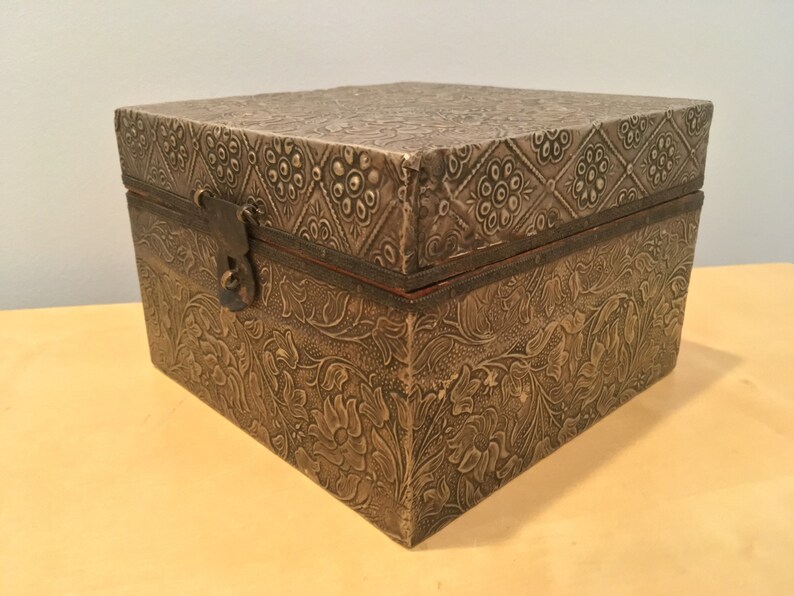 Boho Embossed Metal and Wooden Box | Etsy