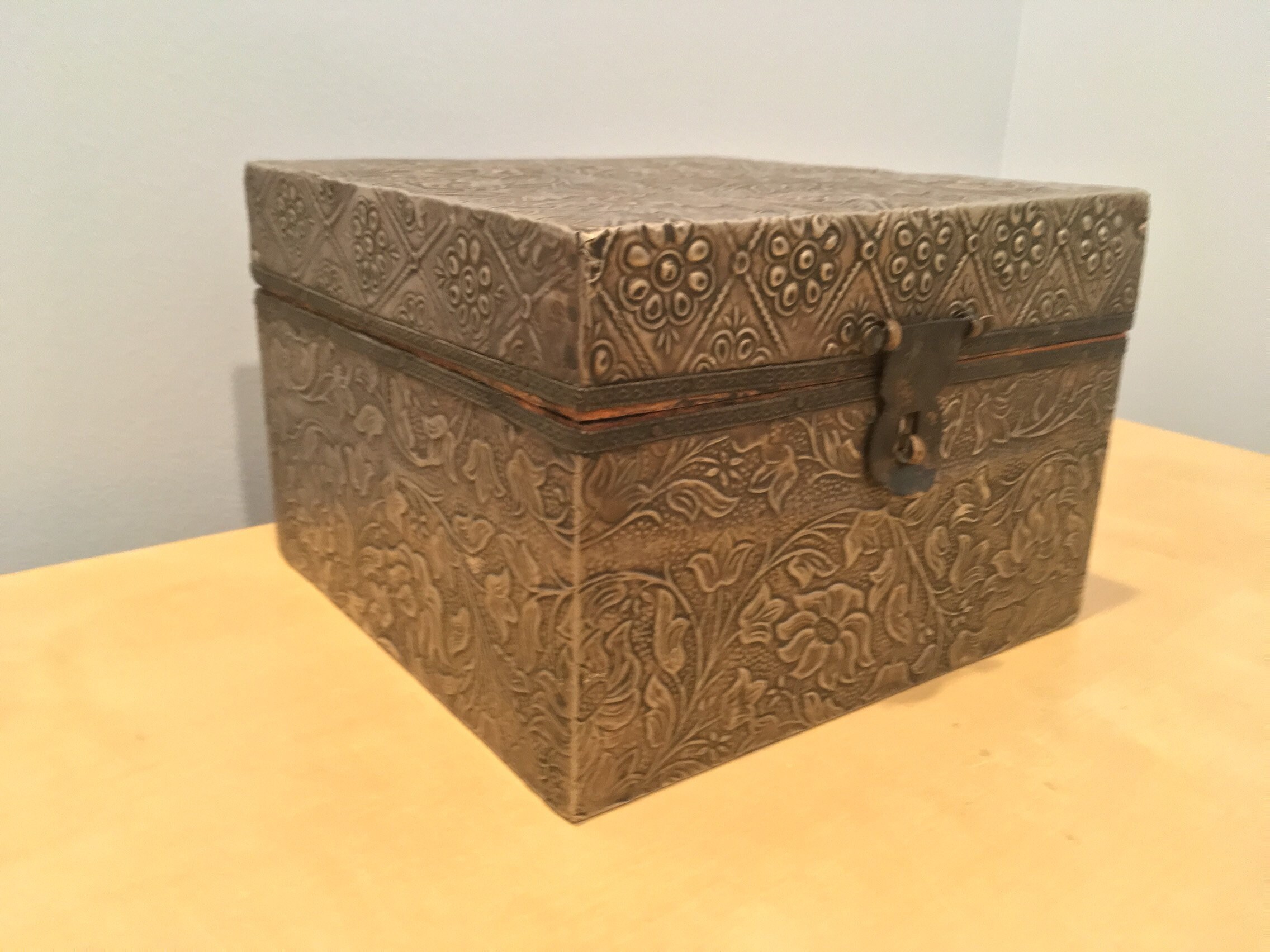 Boho Embossed Metal and Wooden Box | Etsy