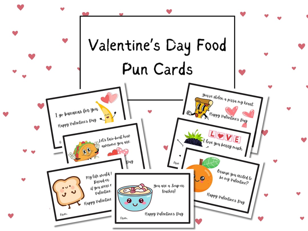 Valentine's Day Food Pun Cards for Kids, Valentine's Day Cards, Cards ...