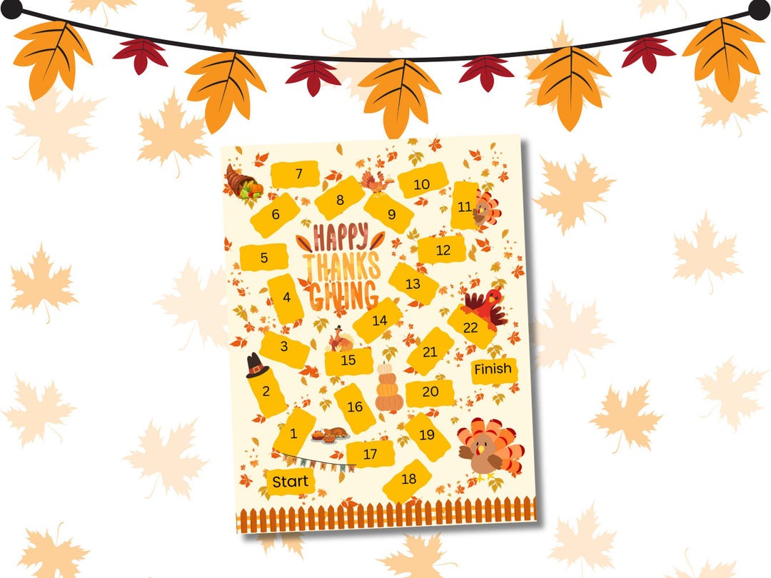 Thanksgiving Game Board, Printable Game Board, Fall Game Board, Holiday ...