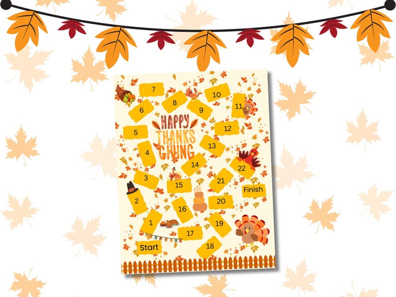 Thanksgiving Game Board, Printable Game Board, Fall Game Board, Holiday ...
