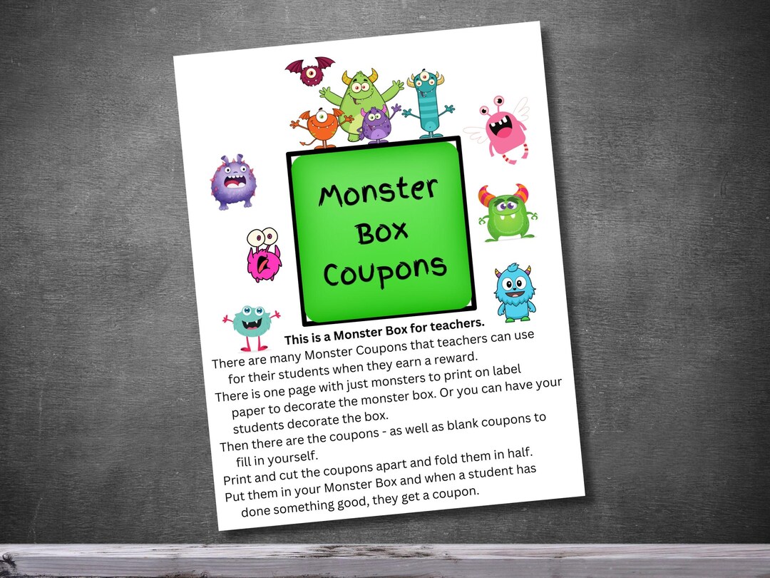 Monster Box Coupons, Classroom Management, Teacher Reward Coupons ...