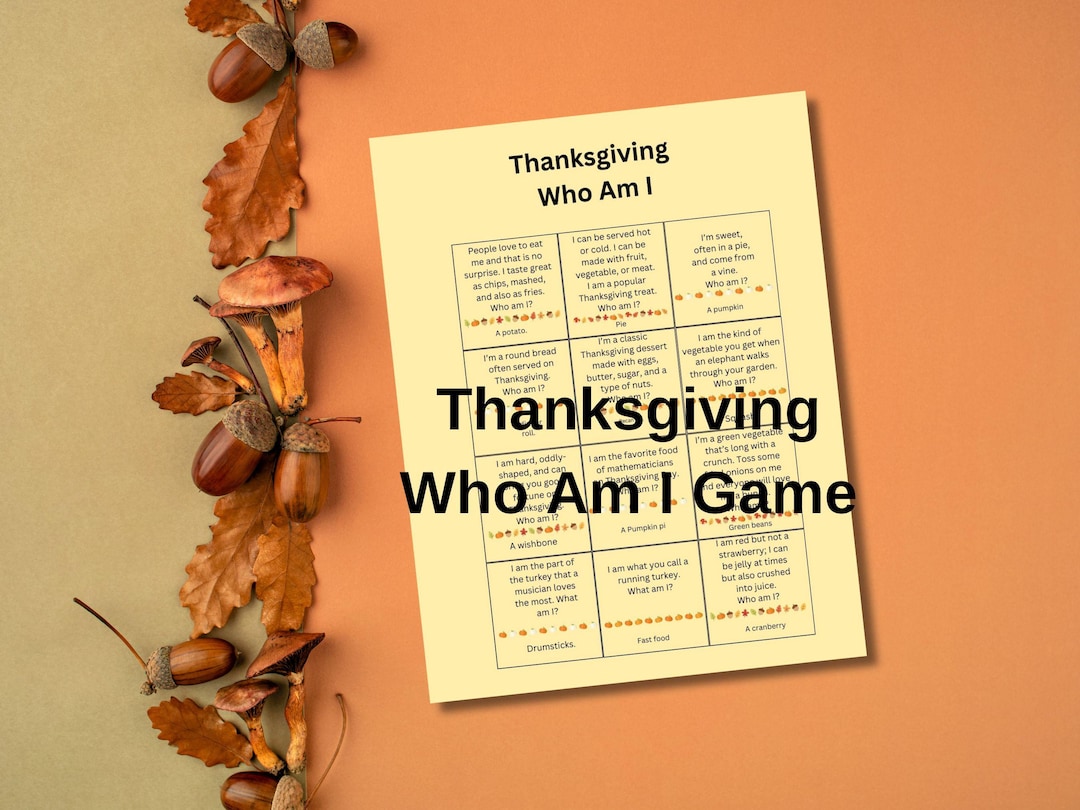 Thanksgiving Who Am I Game, Printable Who Am I, Thanksgiving Game ...