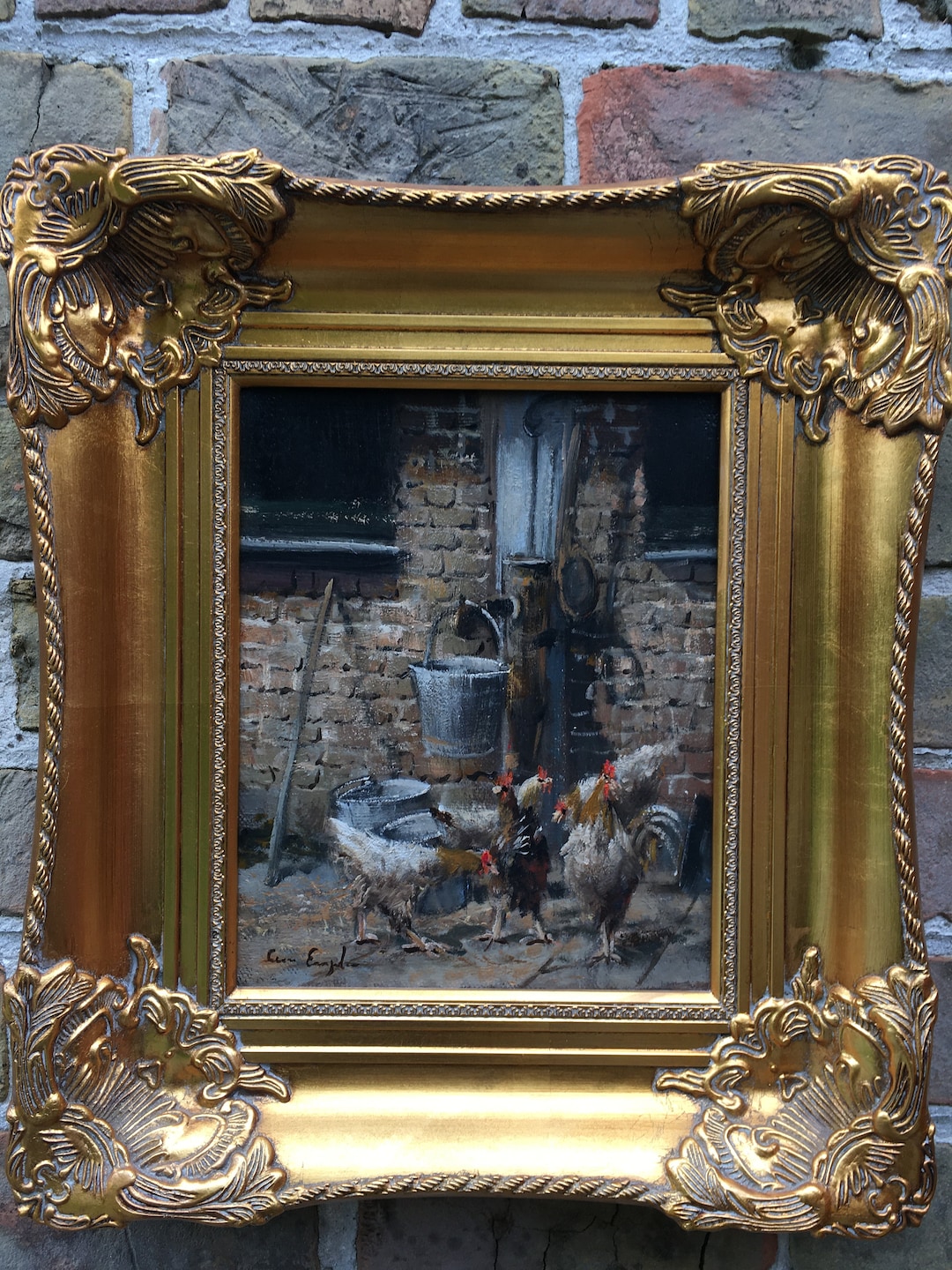 Leon Engelen Flemish Artist Rooster on a Farm Oil on Canvas - Etsy