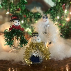 Glass Snowmen, Glass Snowman, Glass Bottle Snowman, Christmas Decore - Etsy