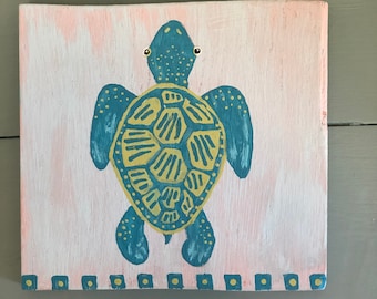 Painted Wood Turtle - Etsy