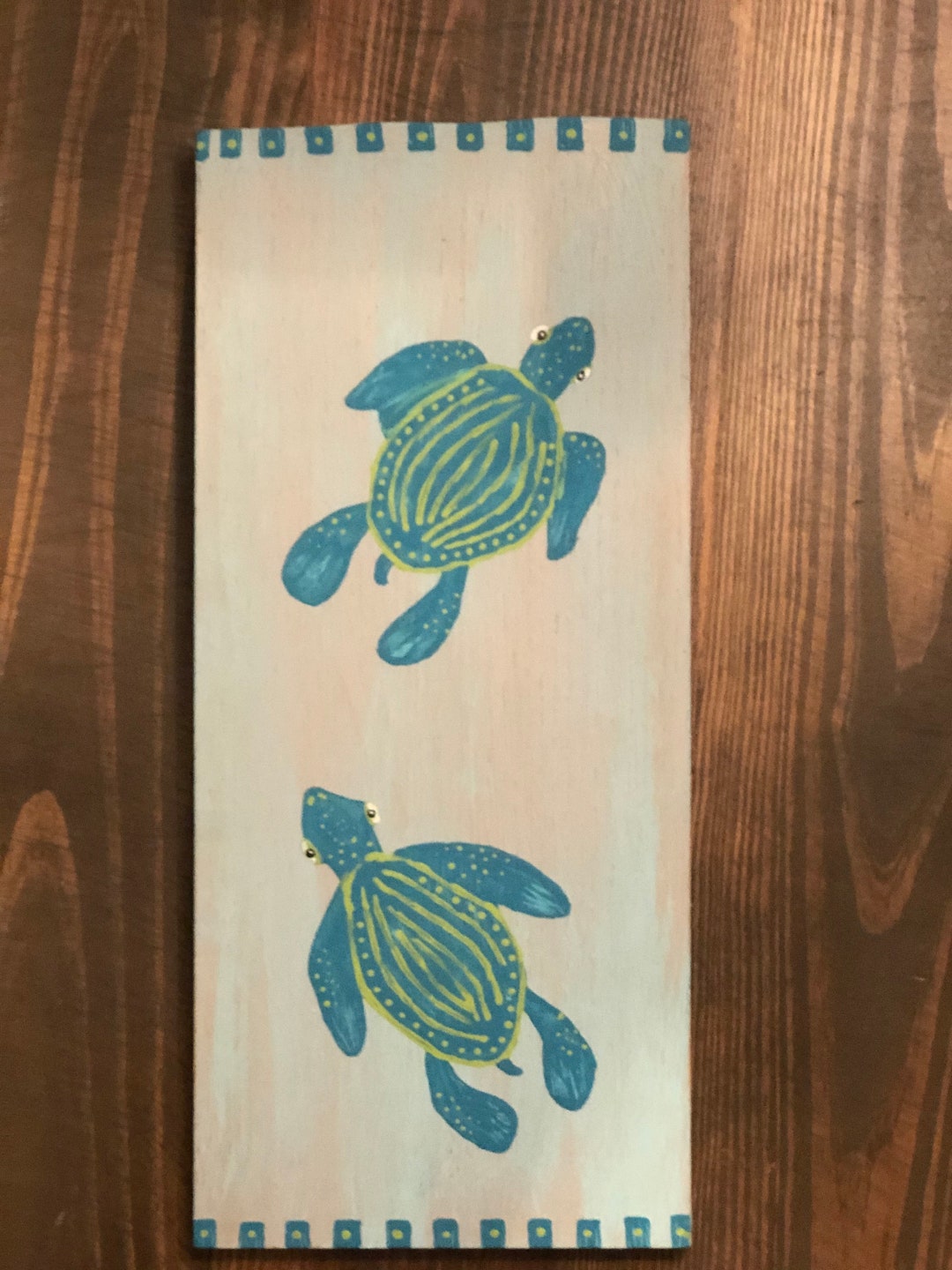 Painted Sea Turtles on Wood, Wall Art in Sea Life, Beach Theme Art - Etsy