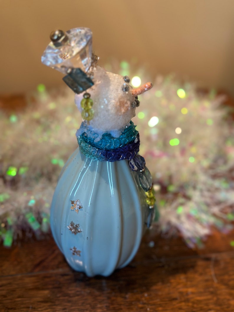 Glass Snowmen, Glass Snowman, Glass Bottle Snowman, Christmas Decore - Etsy