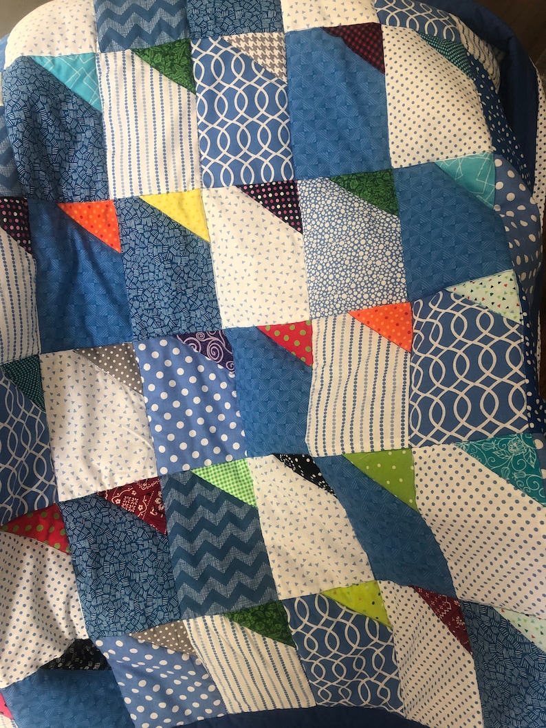 Blue Baby Quilt, Tummy Time Quilt, Lap Quilt, Blue Quilt - Etsy