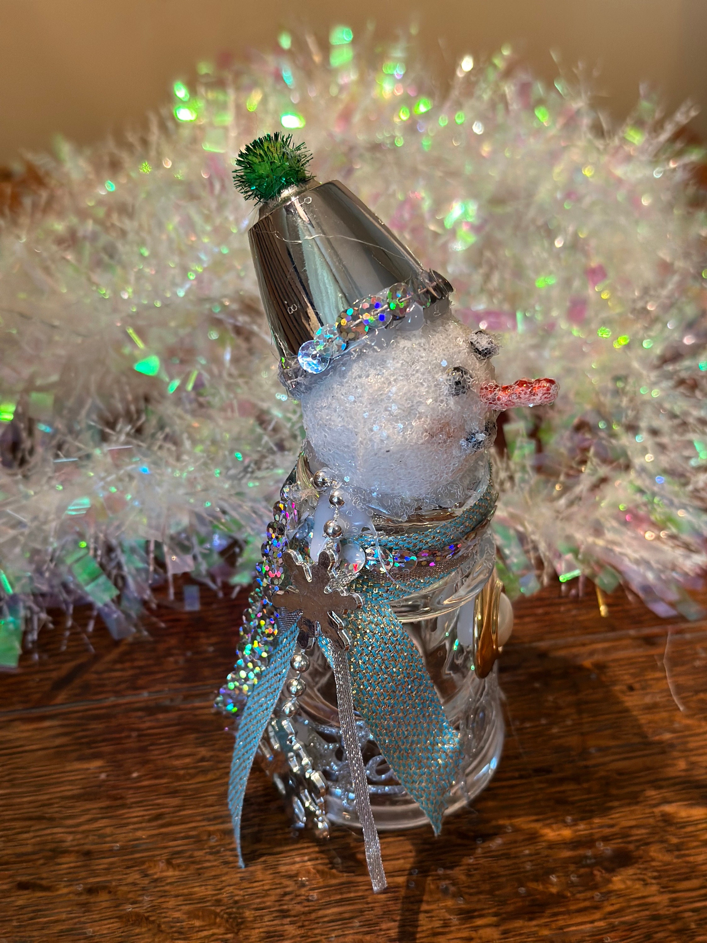 Glass Snowmen, Glass Snowman, Glass Bottle Snowman, Christmas Decore - Etsy