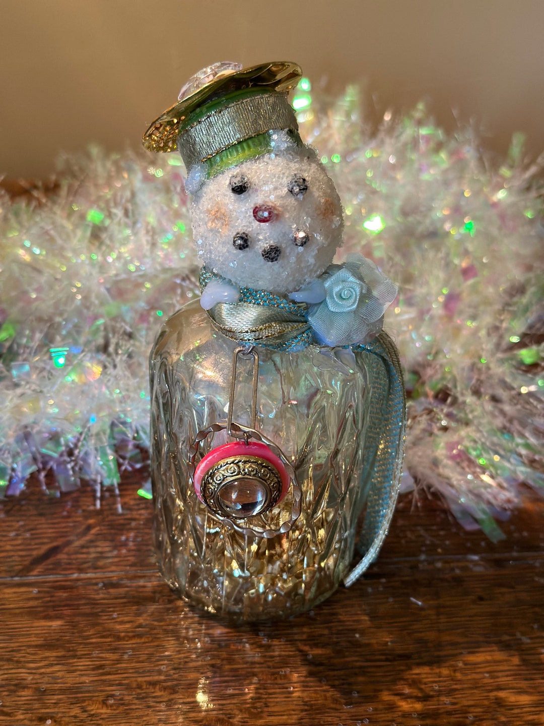 Glass Snowmen, Glass Snowman, Glass Bottle Snowman, Christmas Decore - Etsy