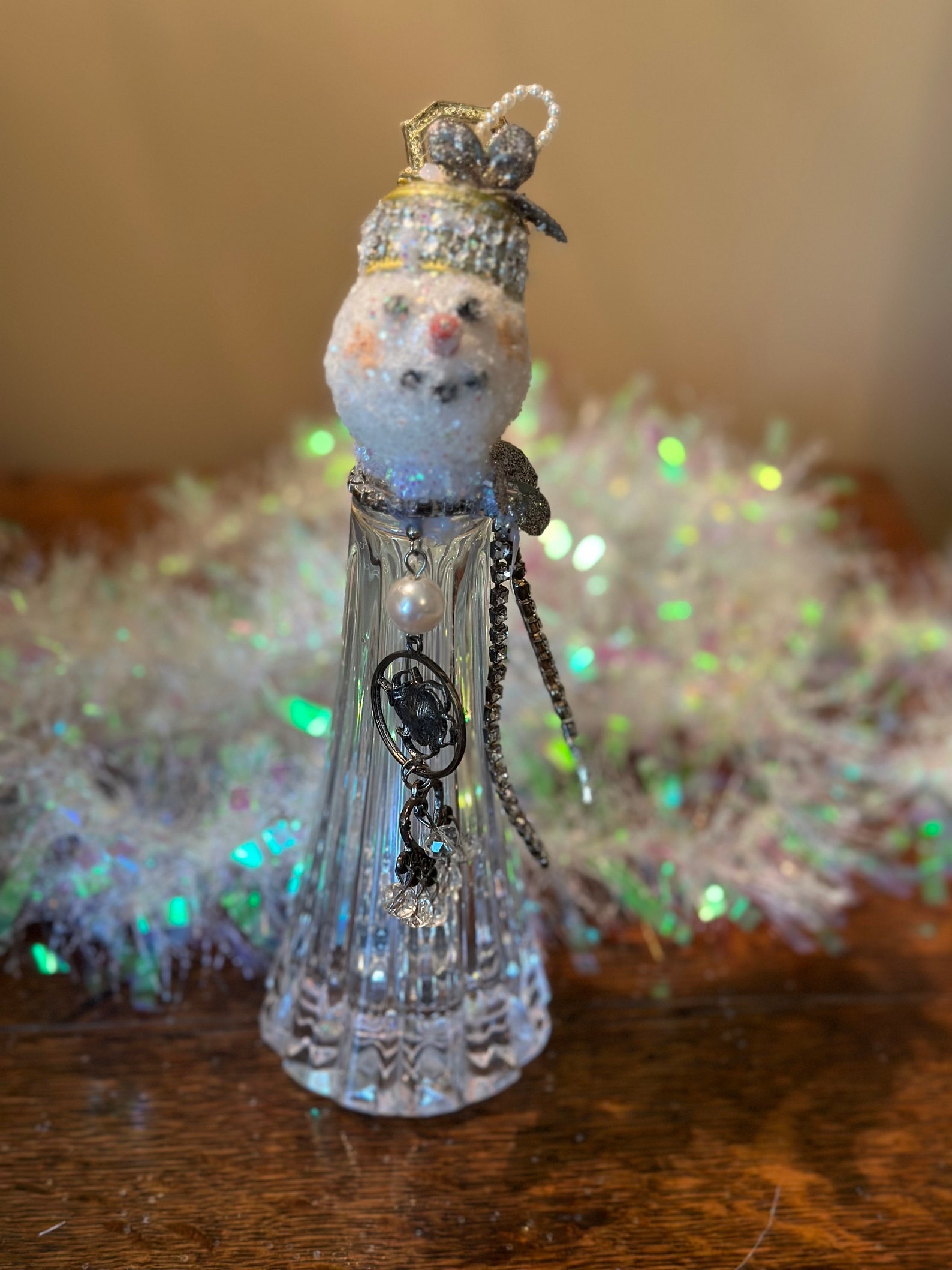 Glass Snowmen, Glass Snowman, Glass Bottle Snowman, Christmas Decore - Etsy