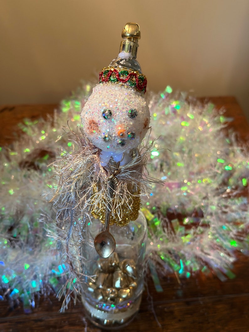 Glass Snowmen, Glass Snowman, Glass Bottle Snowman, Christmas Decore - Etsy