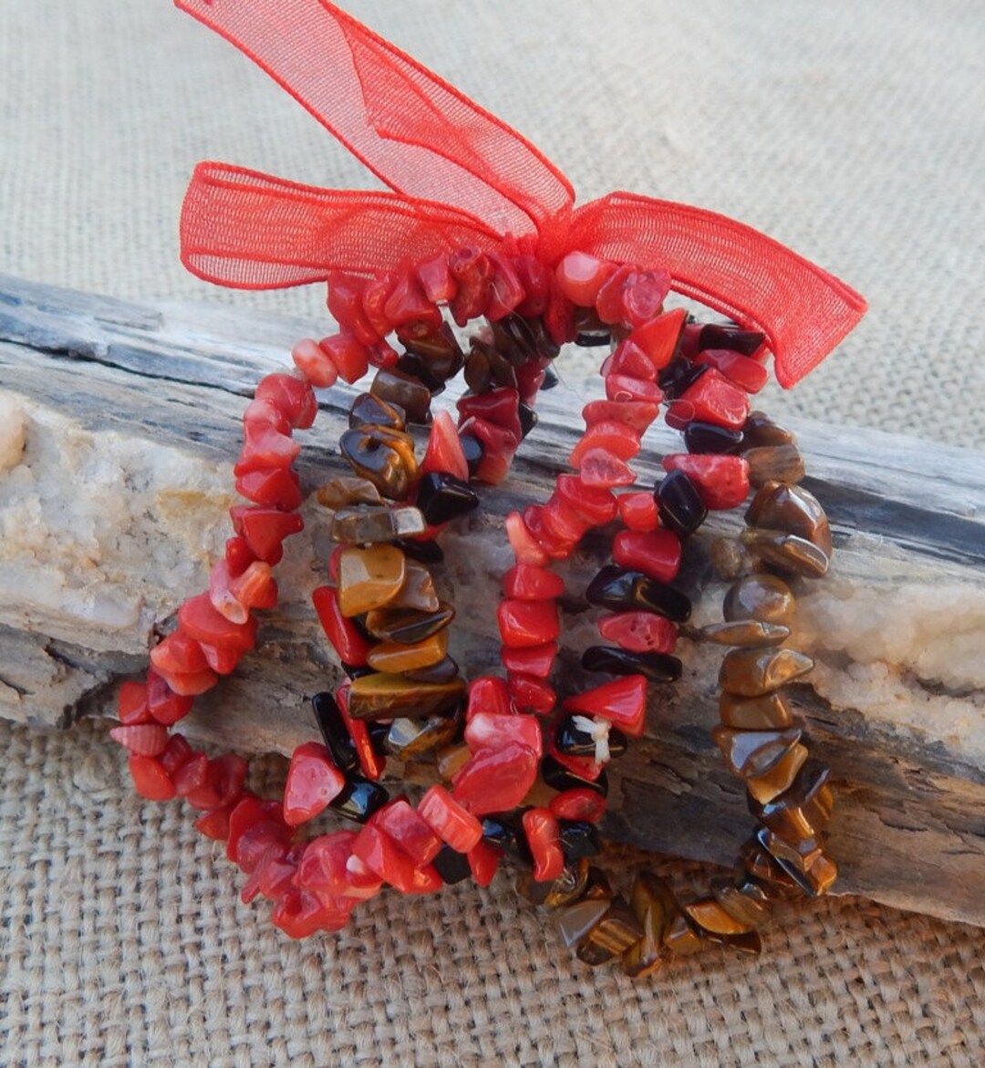 Tiger Eye and Shell 3 Strand ~ FREE SHIPPING - Etsy
