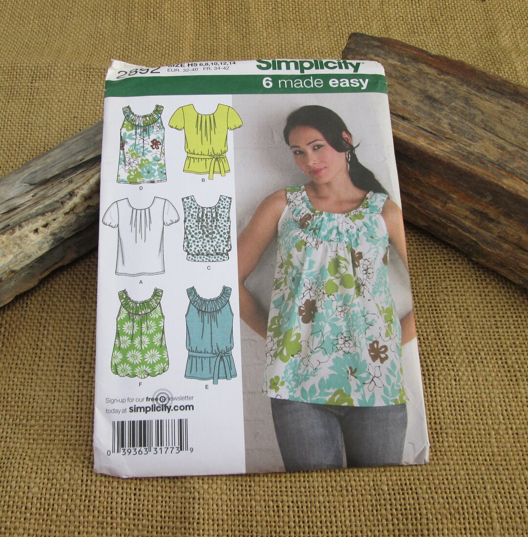 Simplicity 6 Made Easy Top Pattern 2892 ~ Size H5 6,8,10,12,14 - Etsy