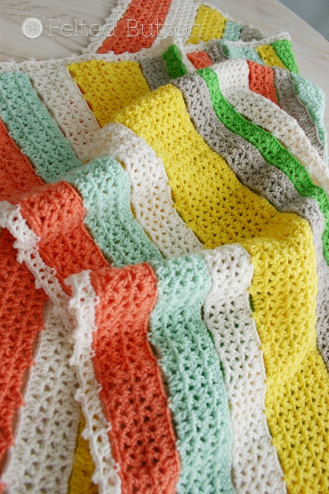 Crochet Pattern, Citrus Stripe Blanket, Afghan, Baby - Etsy