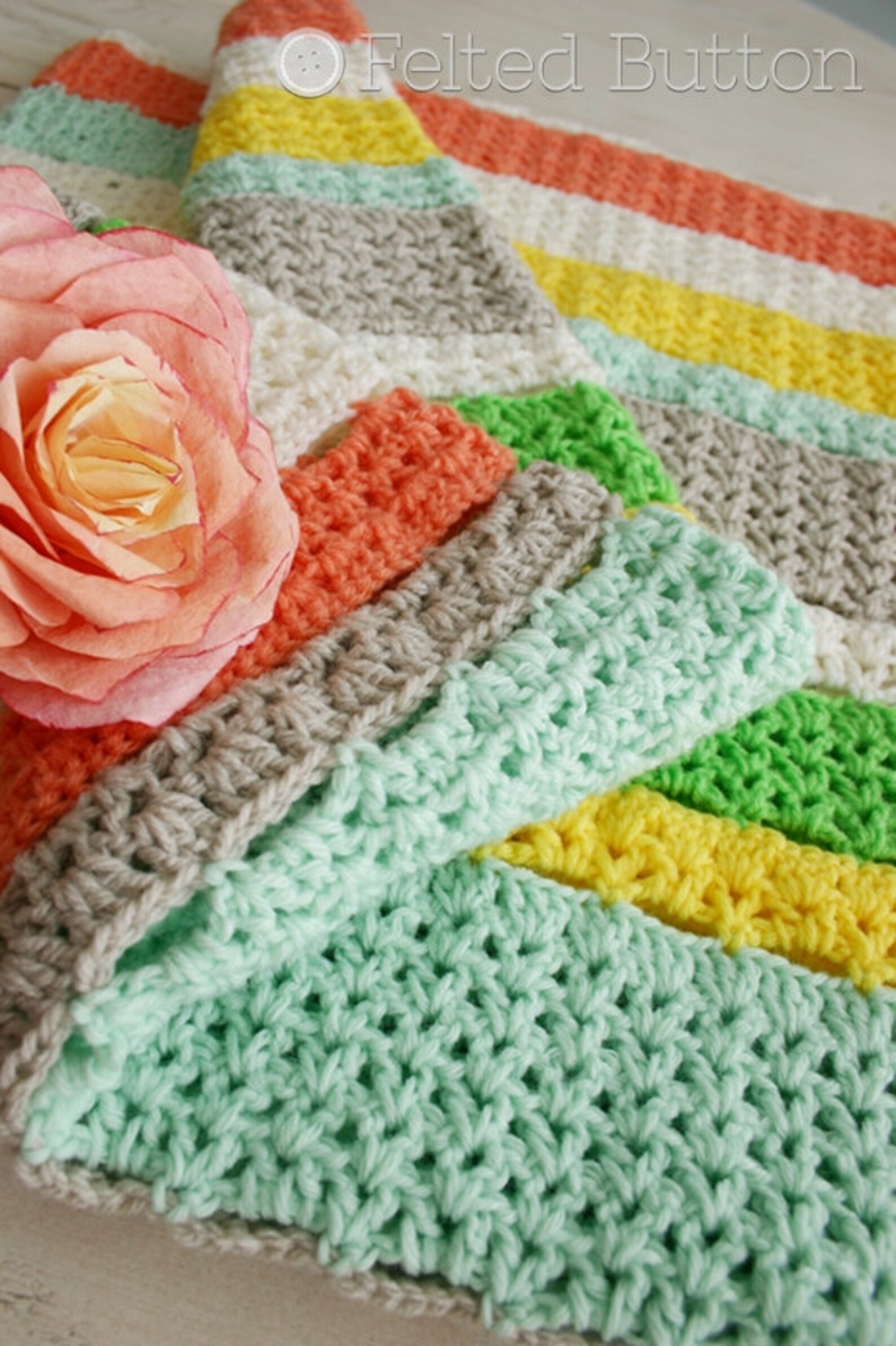 Crochet Pattern, Citrus Stripe Blanket, Afghan, Baby - Etsy