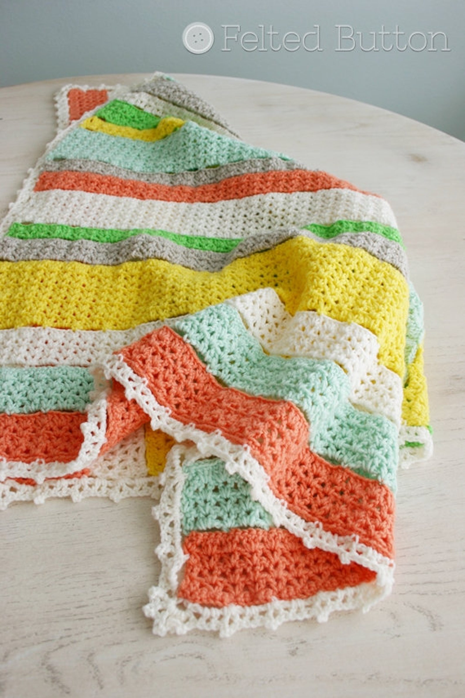 Crochet Pattern, Citrus Stripe Blanket, Afghan, Baby - Etsy