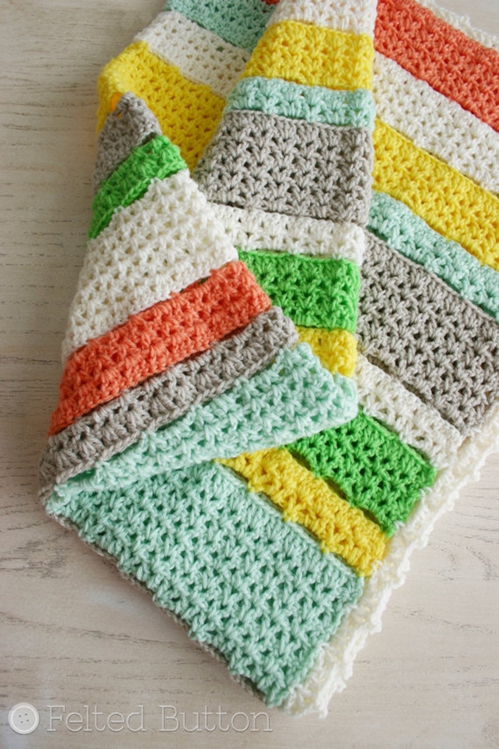 Crochet Pattern, Citrus Stripe Blanket, Afghan, Baby - Etsy