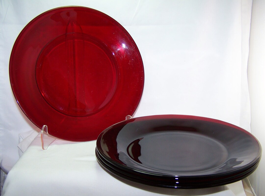 Depression Glass Anchor Hocking Royal Ruby Red 9.5" Inch Plates Lot of ...