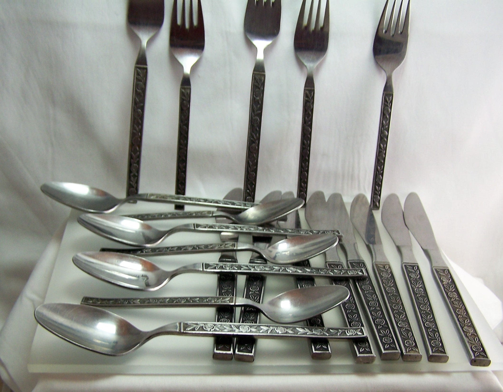Vintage Interpur Japan Stainless Steel Flatware Mexicaly Rose 20 ...