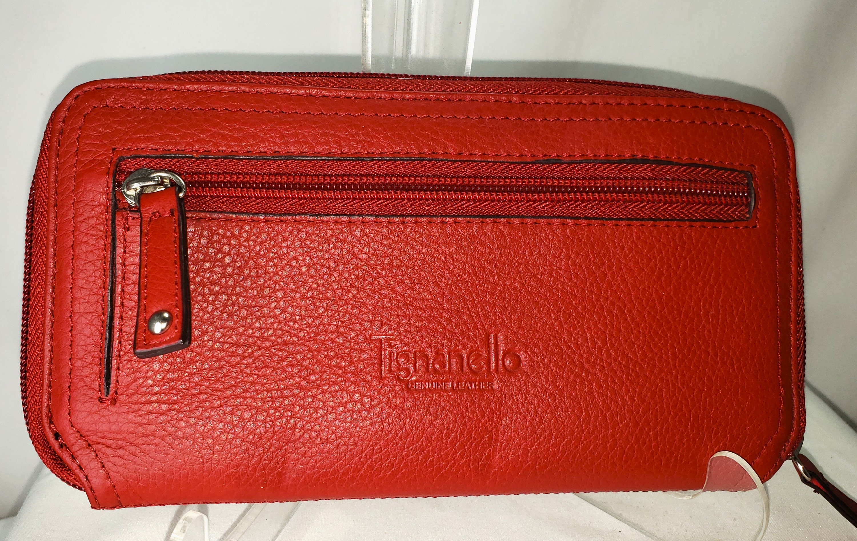 Tignanello Red Leather Zip Around Large Wallet Very Roomy Inside New ...