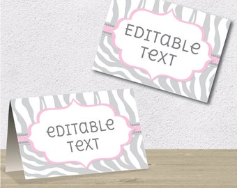 Editable PDF Printable Zebra Label / Sticker / Tent Card / | Etsy