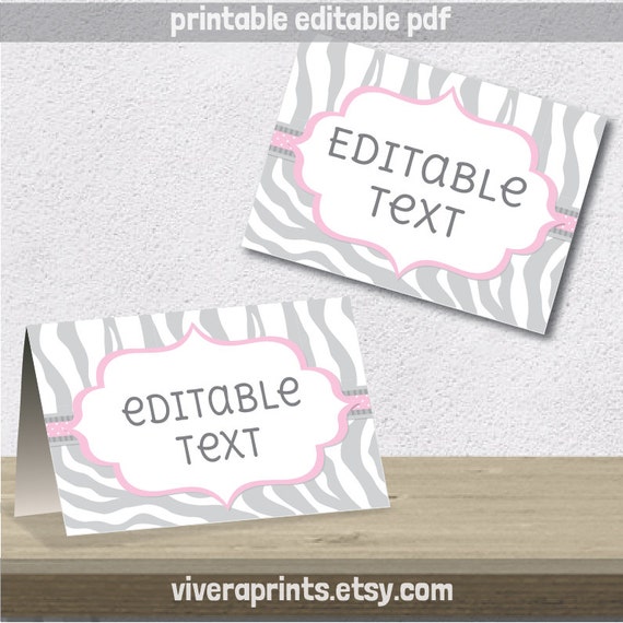 Editable PDF Printable Grey and Pink Zebra Label / Sticker - Etsy