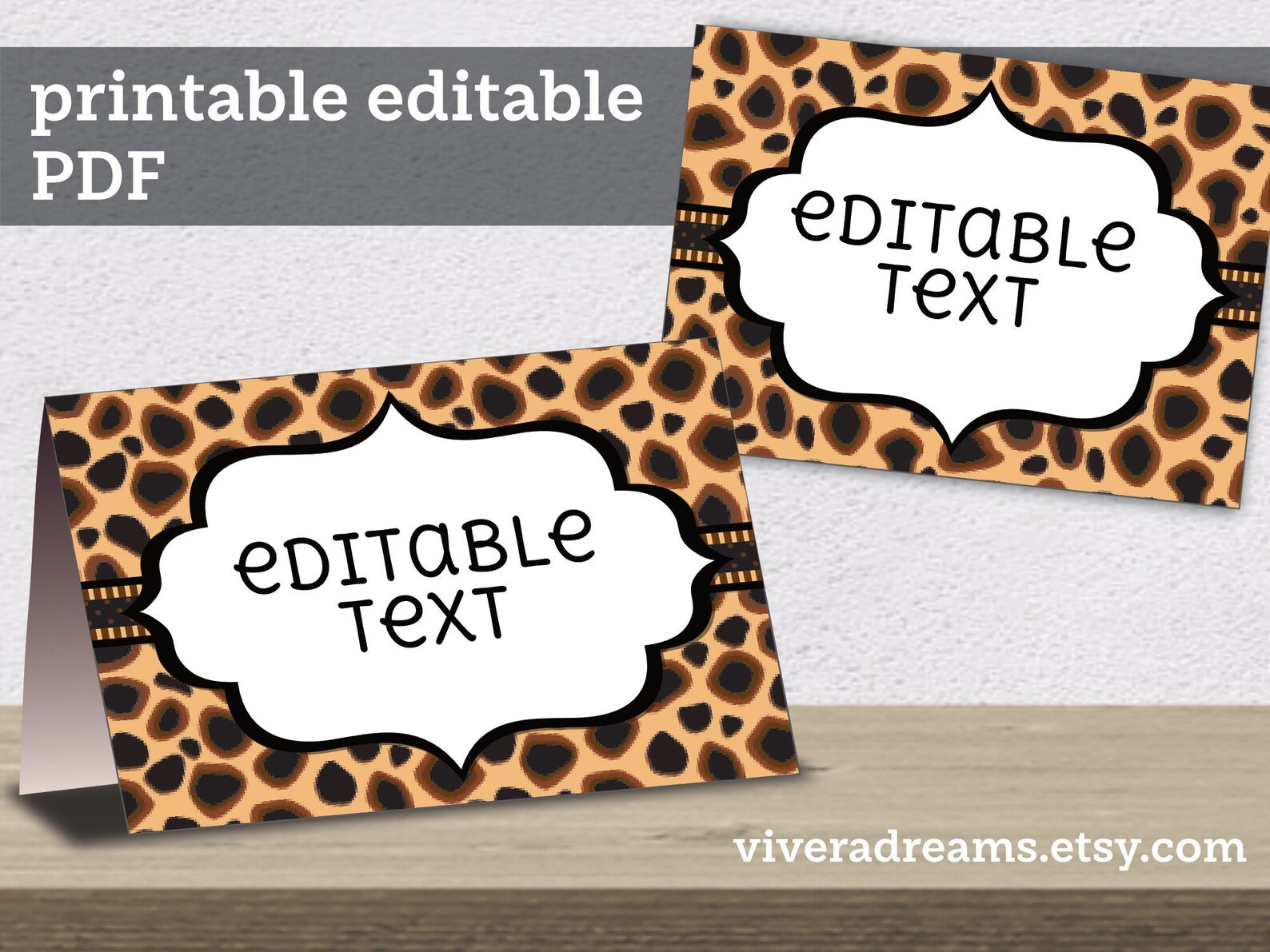 Instant Download - Editable PDF Printable - Cheetah Label / Sticker ...