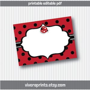 Instant Download - Editable PDF Printable - Ladybug / Ladybird Label ...