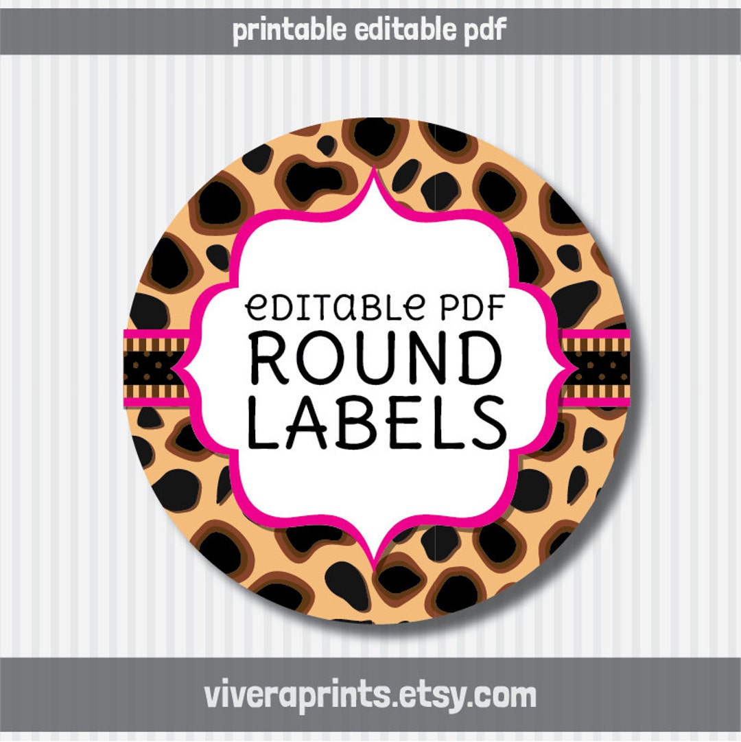 Editable PDF Printable Cheetah Round Label / Sticker / Tags DIY Hot ...