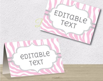 Editable PDF Printable Zebra Label / Sticker / Tent Card / | Etsy