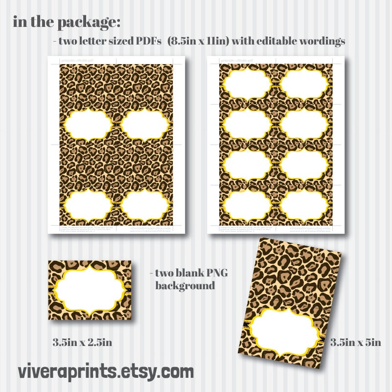 Instant Download - Editable PDF Printable - Leopard Label / Sticker ...