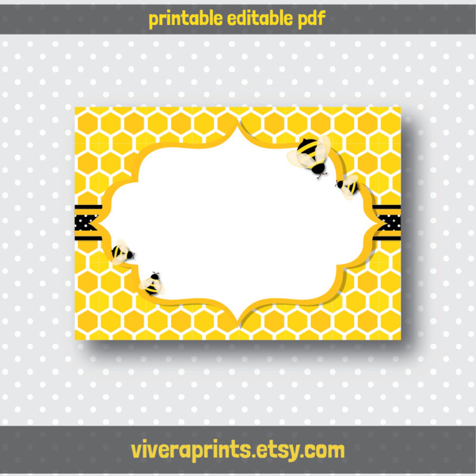 Editable PDF Printable - Bee Bumblebee Label / Sticker / Tent Card ...