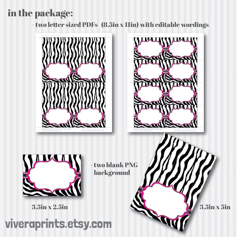 Instant Download - Editable PDF Printable - Zebra Label / Sticker ...