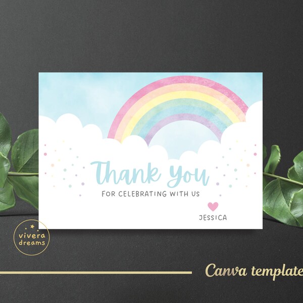 Rainbow Thank You Cards - Etsy