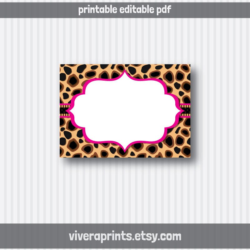 Instant Download - Editable PDF Printable - Cheetah Label / Sticker ...