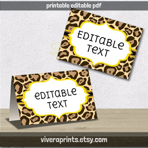 Instant Download Editable PDF Printable Leopard Label / - Etsy