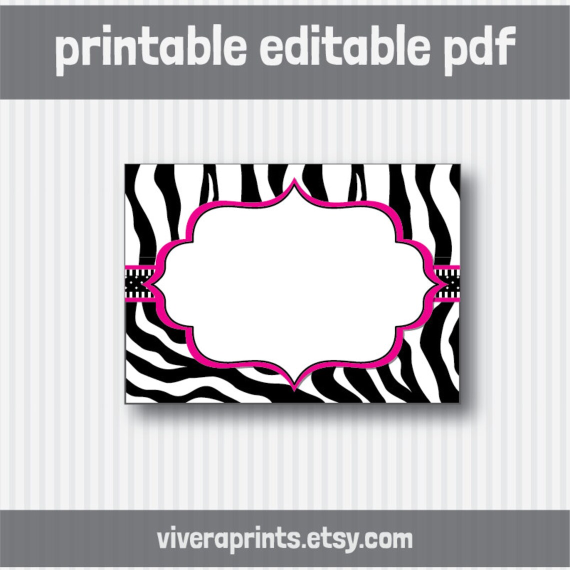 Editable PDF Printable - Zebra Label / Sticker / Tent Card / Tags ...