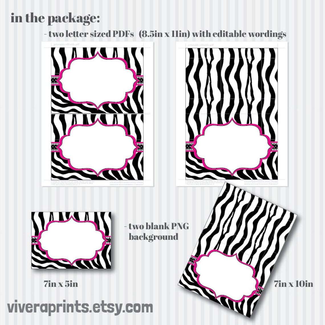Editable PDF Printable - Zebra Label / Sticker / Tent Card / Tags ...
