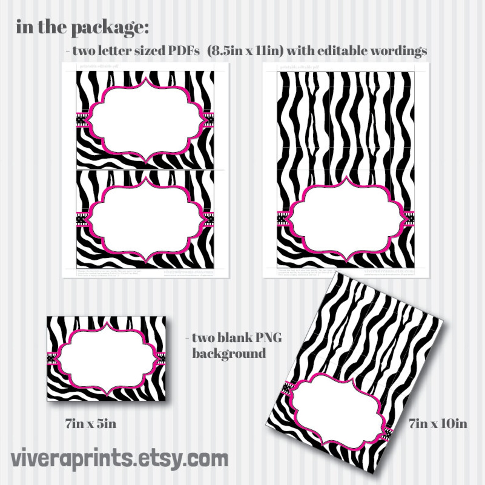 Editable PDF Printable - Zebra Label / Sticker / Tent Card / Tags ...