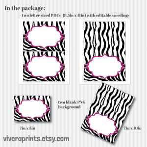 Editable PDF Printable - Zebra Label / Sticker / Tent Card / Tags ...