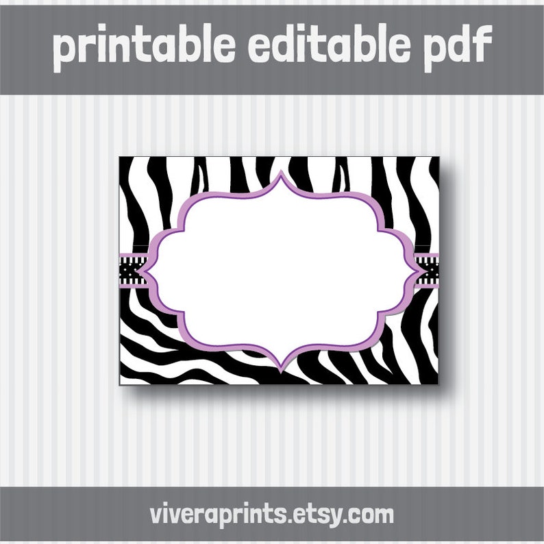 Instant Download Editable PDF Printable Zebra Label / - Etsy