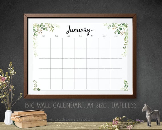 Printable Big Wall Planner Calendar Dateless Undated No | Etsy